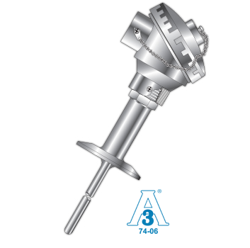 Sanitary Temperature Sensor w/ 4-20mA Output & Connection Head MIST MS80